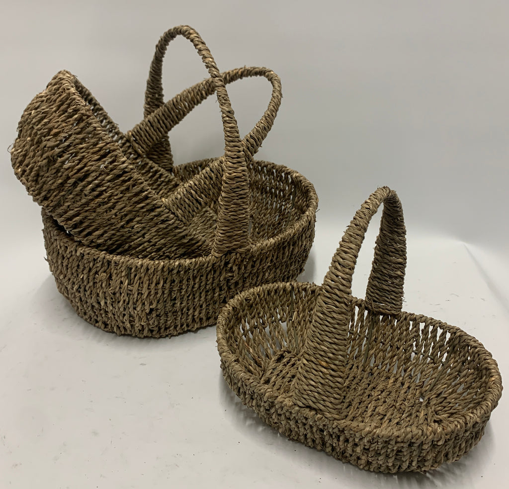 NEW!! 7229 Wholesale S/3 Oval Seagrass Carry Baskets – Radiant Imports