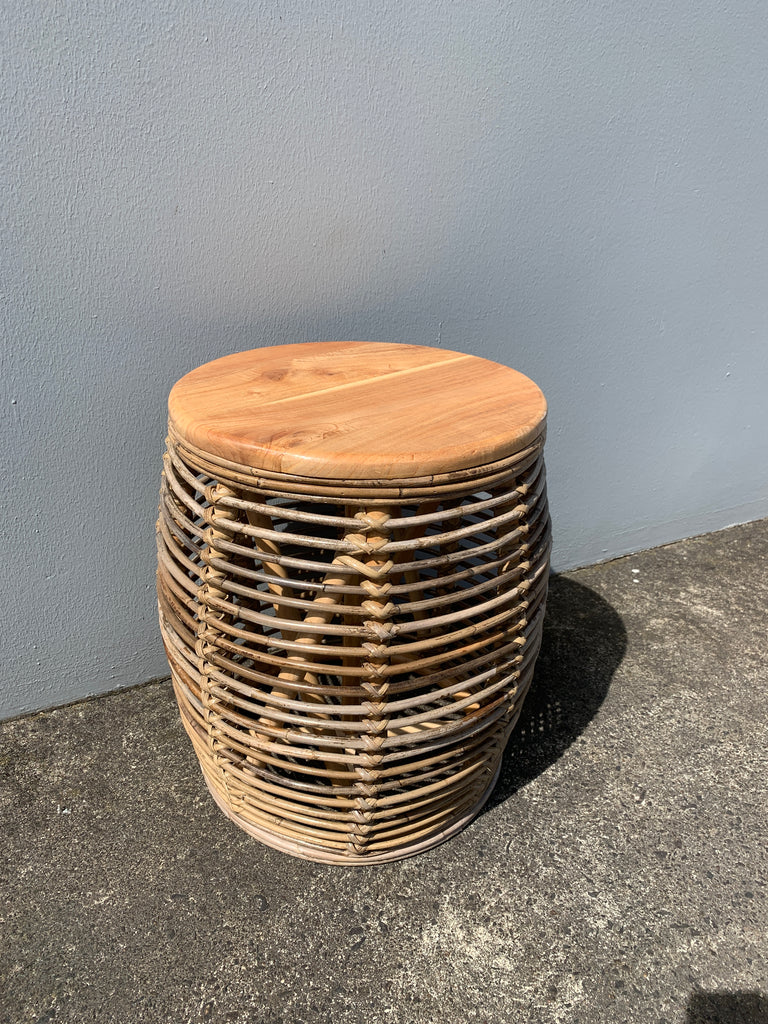 NEW!! 7639 Wholesale Wood Top Rattan Stool / Side Table – Radiant Imports