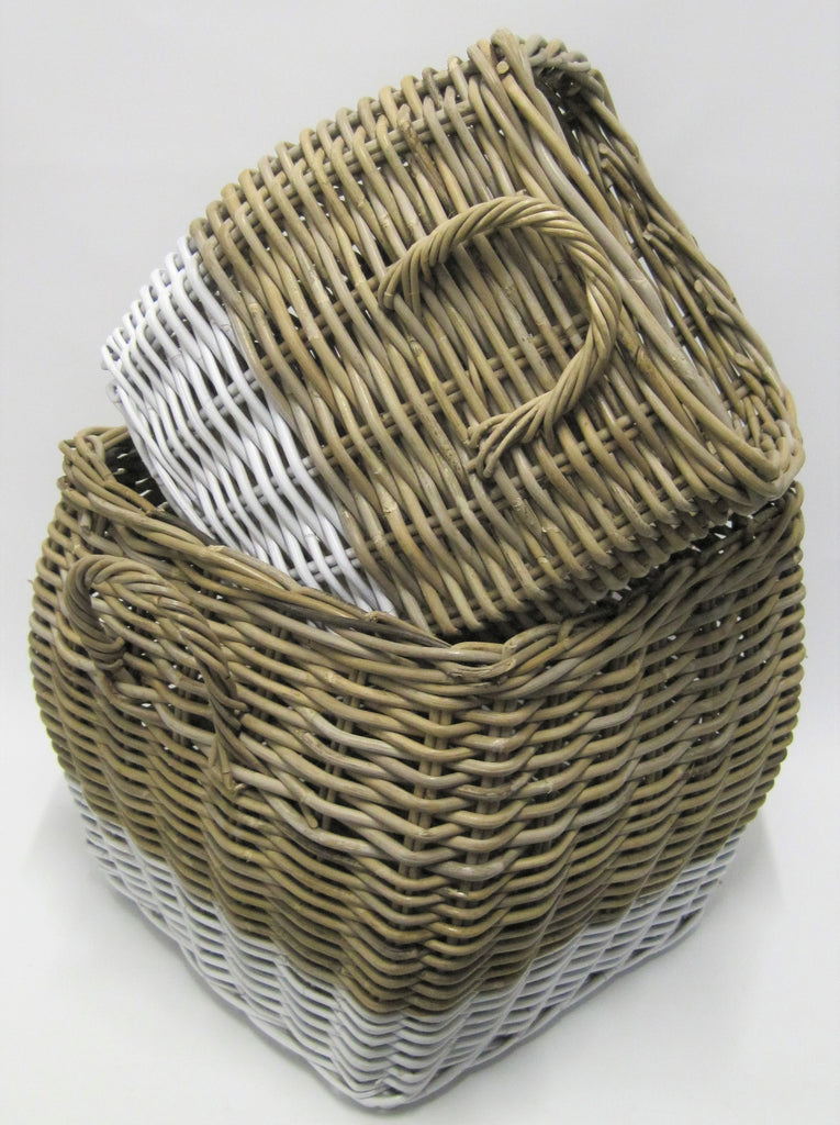 Kubu Grey Baskets with White Base Wholesale Rattan / Cane / Wicker ...