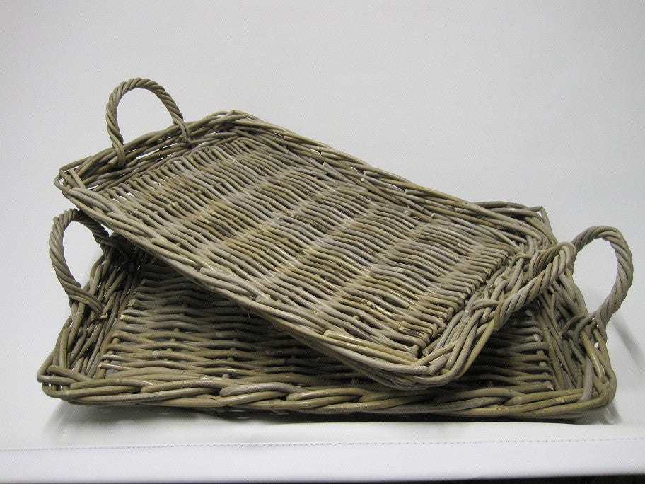 2061G Wholesale S/2 Kabu Grey Rectangle Trays Rattan / Cane / Wicker ...