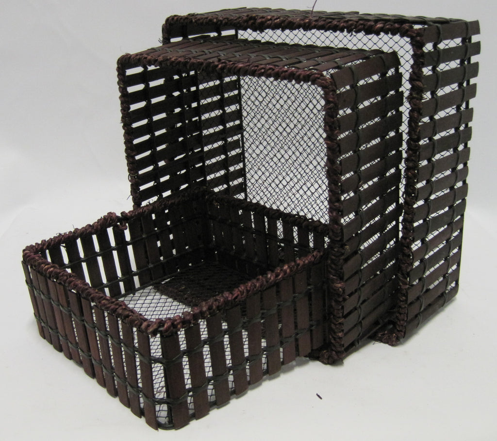 CLEARANCE!!4440 Wholesale S/3 Square Brown Wire & Bamboo Trays ...