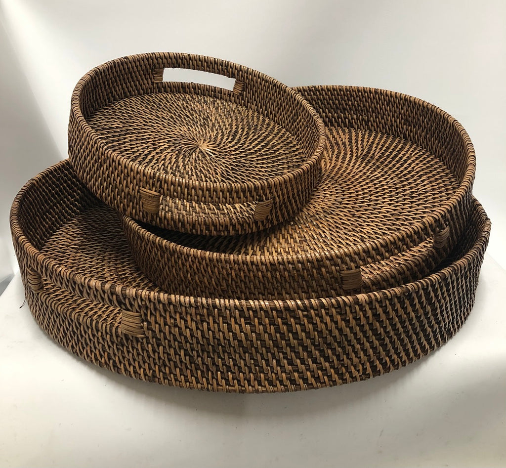 NEW!! 7652-3 Wholesale S/3 Round Rattan Trays / Lombok – Radiant Imports