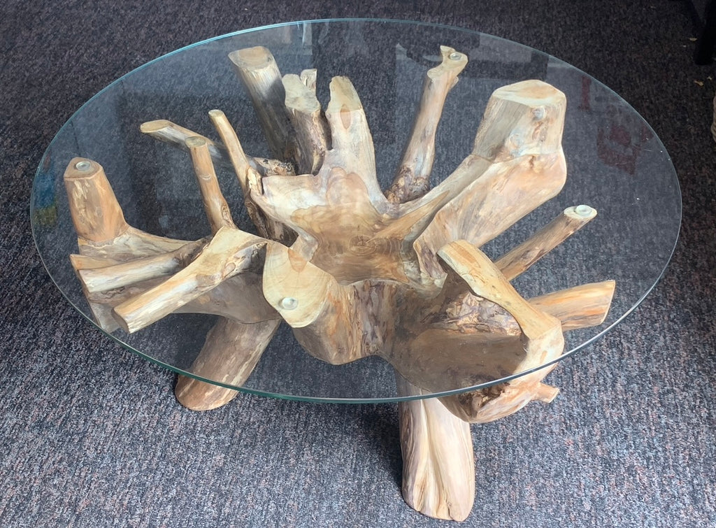 NEW!! 90061 Wholesale Teak Branch Glass Top Coffee Table – Radiant Imports