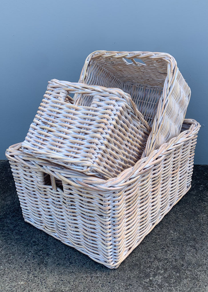 S/3 Rectangle Rattan Storage Baskets with Cut-Out Handles Wholesale ...